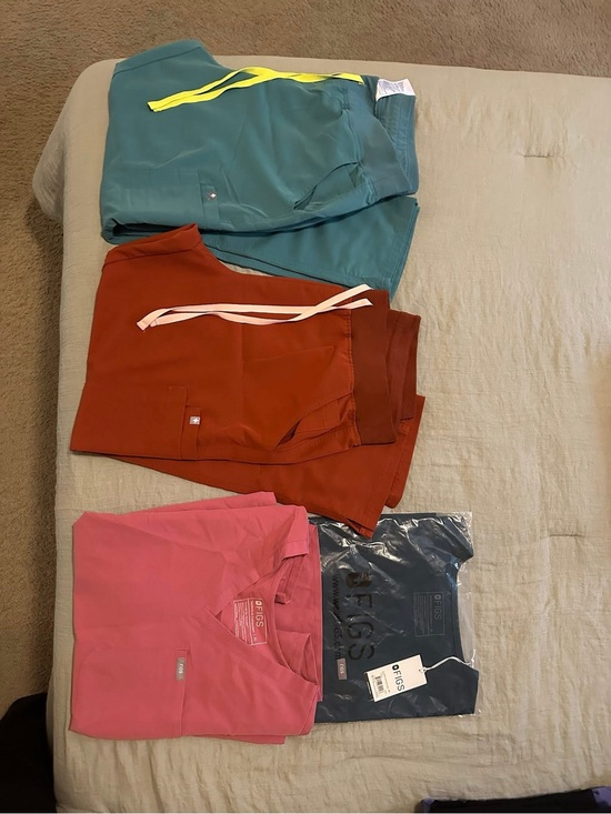 Figs | Tops | Mixed Color Medical Scrub Tops And Pants Teal Rust Pink ...